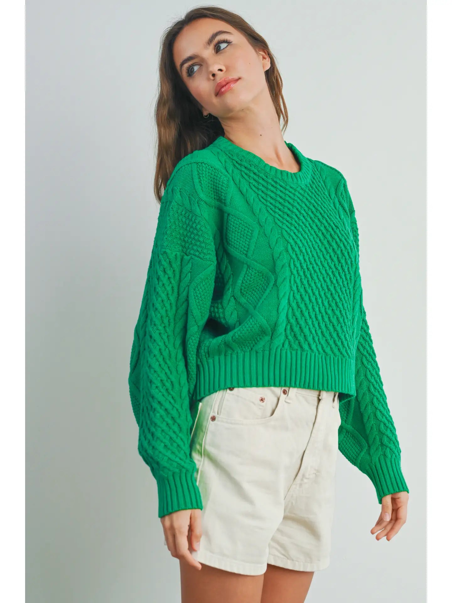 Emerald Green Cable Knit Sweater – Salt and Lavender Clothing
